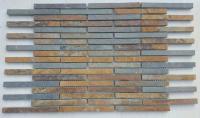 China Rusty Slate Stone Mosaic Tile 305x305mm Natural Multicolor Slate Wall Tile for Interior Decor for sale