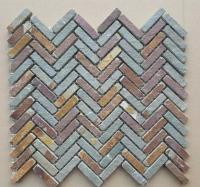 China Rusty Slate Stone Mosaic Tile 305x305mm Natural Multicolor Slate Wall Tile for Interior Decor for sale