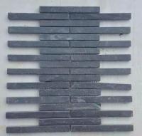 China Natural Black Slate Mosaic Wall Tile 305x305mm Charcoal Stone Mosaic Parquet for sale