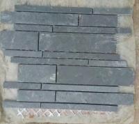 China Carbon Black Slate Mosaic Tile 305x305mm Natural Stone Wall Tiles for Interior Exterior Use for sale