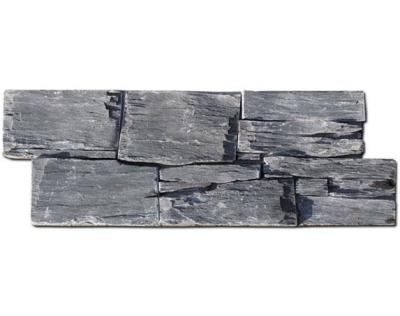 China Carbon Black Slate Stone Veneer Natural Wall Panel Ledgestone 600x150mm for sale