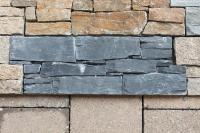 China Carbon Black Slate Stone Veneer Natural Wall Panel Ledgestone 600x150mm for sale