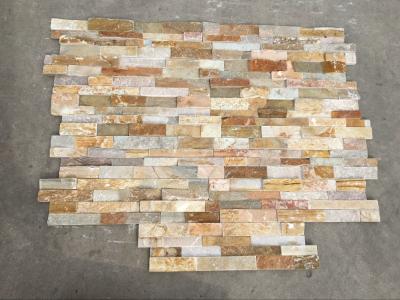 China Natural Yellow Quartzite Z Stone Cladding Rough Stone Veneer Stacked Panel Ledgestone 600x150mm for sale