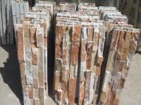 China Beige Quartzite Natural Stone Veneer Rough Surface Stacked Stone 600x150mm Wall Cladding for sale