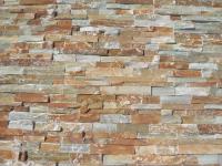 China Beige Quartzite Natural Stone Veneer Rough Surface Stacked Stone 600x150mm Wall Cladding for sale