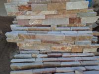 China Yellow Quartzite Natural Stone Veneer Panel Rough Surface 600x150mm Wall Cladding for sale