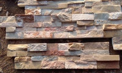 China Yellow Quartzite Natural Stone Veneer Panel Rough Surface 600x150mm Wall Cladding for sale