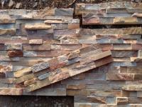 China Yellow Quartzite Natural Stone Veneer Panel Rough Surface 600x150mm Wall Cladding for sale