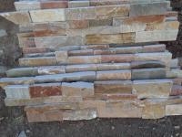 China Yellow Quartzite Natural Stone Veneer Panel Rough Surface 600x150mm Wall Cladding for sale