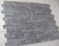 China Black Slate Thin Stone Veneer 600x150mm Natural Split Face Ledgestone for Wall Cladding for sale