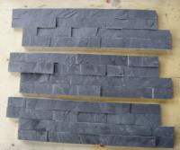 China Black Slate Thin Stone Veneer 600x150mm Natural Split Face Ledgestone for Wall Cladding for sale