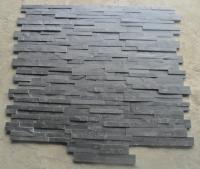 China Black Slate Thin Stone Veneer 600x150mm Natural Split Face Ledgestone for Wall Cladding for sale