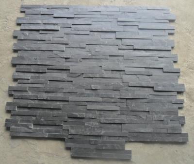 China Black Slate Thin Stone Veneer 600x150mm Natural Split Face Ledgestone for Wall Cladding for sale