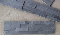 China Black Slate Thin Stone Veneer 600x150mm Natural Split Face Ledgestone for Wall Cladding for sale
