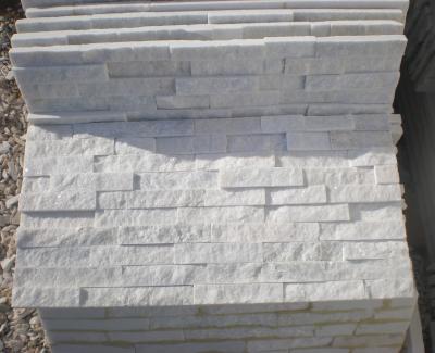 China Snow White Quartzite Stone Cladding Natural Stone Veneer Z Panel 600x150mm for sale