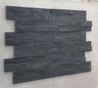 China Black Quartzite Z Stone Cladding Natural Stone Veneer 600x150mm Stacked Stone Panel for Wall Covering for sale