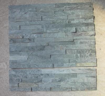 China Green Slate Stone Panel Natural Z Cladding Fireplace Thin Stone Veneer 600x150mm for sale