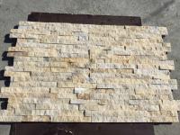 China Light Yellow Jade Quartzite Culture Stone 600x150mm Natural Thin Veneer for Indoor Wall Ledgestone for sale