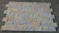 China Light Yellow Jade Quartzite S Cut Stone Panel 18x35cm Natural Thin Stone Veneer for Wall Cladding for sale
