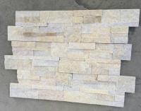 China Light Yellow Jade Quartzite S Cut Stone Panel 18x35cm Natural Thin Stone Veneer for Wall Cladding for sale