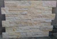 China Light Yellow Jade Quartzite S Cut Stone Panel 18x35cm Natural Thin Stone Veneer for Wall Cladding for sale