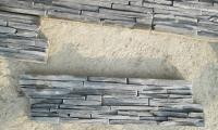 China Black Slate Culture Stone Veneer 600x150mm Natural Stacked Stone for Wall Cladding for sale