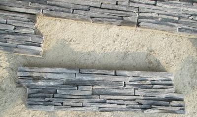 China Black Slate Culture Stone Veneer 600x150mm Natural Stacked Stone for Wall Cladding for sale