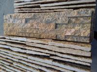 China Yellow Granite Culture Stone Fireplace Thin Stone Veneer Natural Stacked Stone Wall 600x150mm for sale