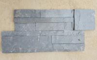 China Black Slate Thin Stone Veneer 180x350mm Natural Split Ledgestone for Wall Cladding for sale
