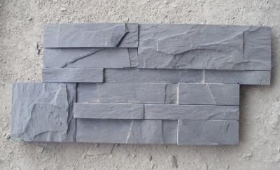 China Black Slate Thin Stone Veneer 180x350mm Natural Split Ledgestone for Wall Cladding for sale