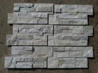 China Off White Quartzite Thin Stone Veneer 18x35cm S Cut Ledgestone for Wall Cladding for sale