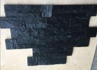 China Black Quartzite Ledgestone 18x35cm Thin Stone Veneer Natural Split S Cut Wall Cladding for sale
