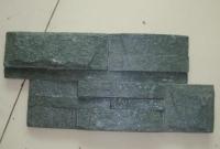 China Black Quartzite Ledgestone 18x35cm Thin Stone Veneer Natural Split S Cut Wall Cladding for sale