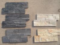 China Black Quartzite Ledgestone 18x35cm Thin Stone Veneer Natural Split S Cut Wall Cladding for sale