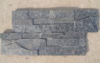 China Black Quartzite Ledgestone 18x35cm Thin Stone Veneer Natural Split S Cut Wall Cladding for sale