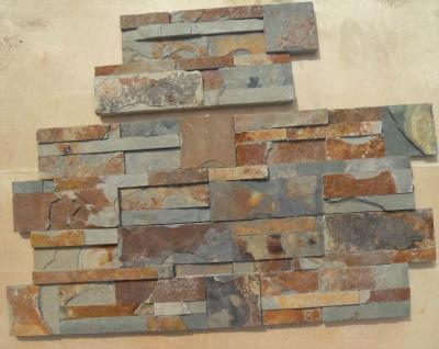 China Rusty Multicolor Slate Ledgestone 18x35 Thin Stone Veneer for Fireplace Wall for sale