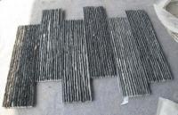 China Black Slate Waterfall Ledgestone 600x150mm Natural Split Wall Panel for sale