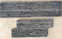 China Black Slate Waterfall Ledgestone 600x150mm Natural Split Wall Panel for sale