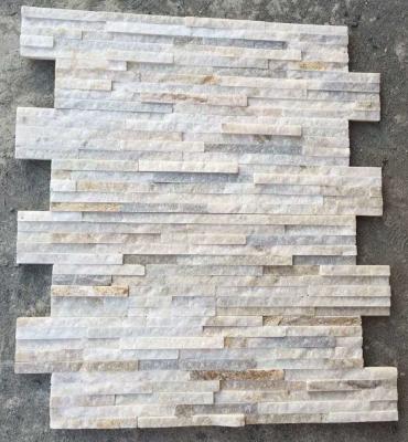 China Ivory Quartzite Waterfall Ledgestone 600x150mm Thin Stone Veneer for Wall Cladding for sale