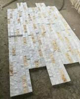 China White Gold Marble Ledgestone Culture Stone 600x150mm Natural Split Stone Veneer for Indoor Outdoor Wall for sale