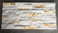 China White Gold Marble Ledgestone Culture Stone 600x150mm Natural Split Stone Veneer for Indoor Outdoor Wall for sale