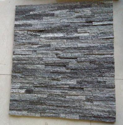 China Grey Quartzite Waterfall Culture Stone 600x150mm Outdoor Wall Panel Thin Veneer for sale