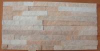 China Pink Crystal Quartzite Thin Stone Veneer 600x150mm Natural Split Wall Panel for sale