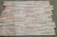 China Pink Crystal Quartzite Thin Stone Veneer 600x150mm Natural Split Wall Panel for sale