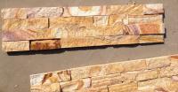China Yellow Wooden Sandstone Culture Stone Outdoor Z Cladding Wall Decor Thin Stone Veneer 600x150mm for sale