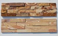 China Yellow Wooden Sandstone Culture Stone Outdoor Z Cladding Wall Decor Thin Stone Veneer 600x150mm for sale