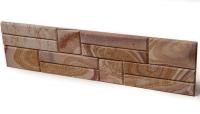 China Yellow Wood Sandstone Culture Stone 600x150mm Beveled Edges Stacked Veneer for sale