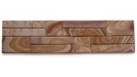 China Yellow Wood Sandstone Culture Stone 600x150mm Beveled Edges Stacked Veneer for sale