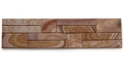 China Yellow Wood Sandstone Culture Stone 600x150mm Beveled Edges Stacked Veneer for sale