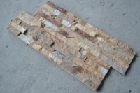 China Golden Yellow Slate Culture Stone 600x150mm Thin Veneer for Indoor Outdoor Wall for sale